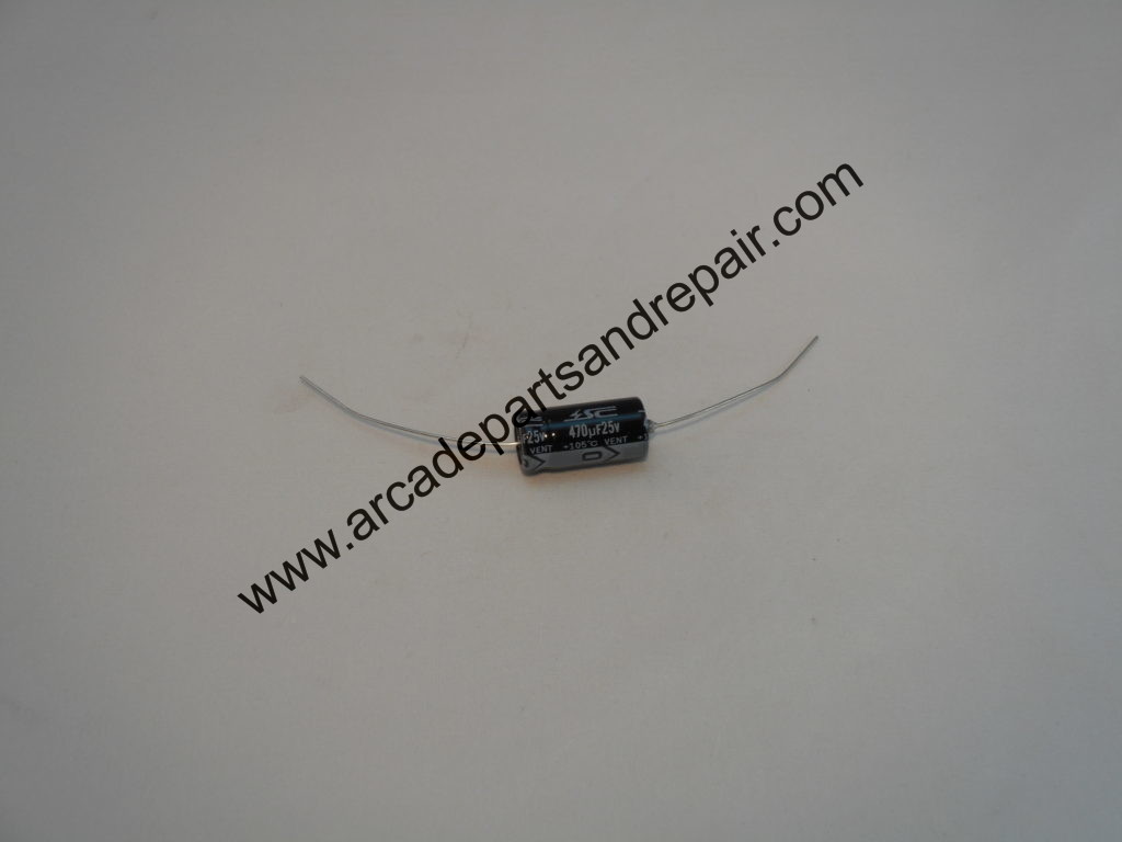 470uF 25V Axial Capacitor 105C - Arcade Parts and Repair