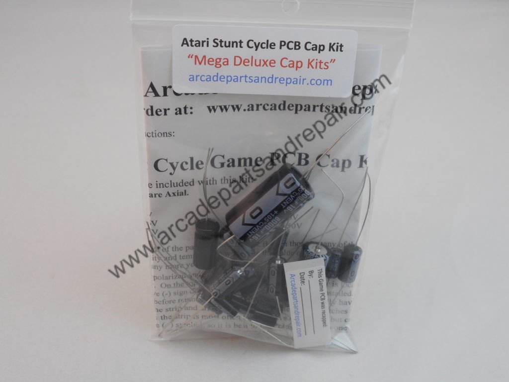 Atari Stunt Cycle PCB Complete 105C Axial Cap Kit-Arcade Parts and Repair