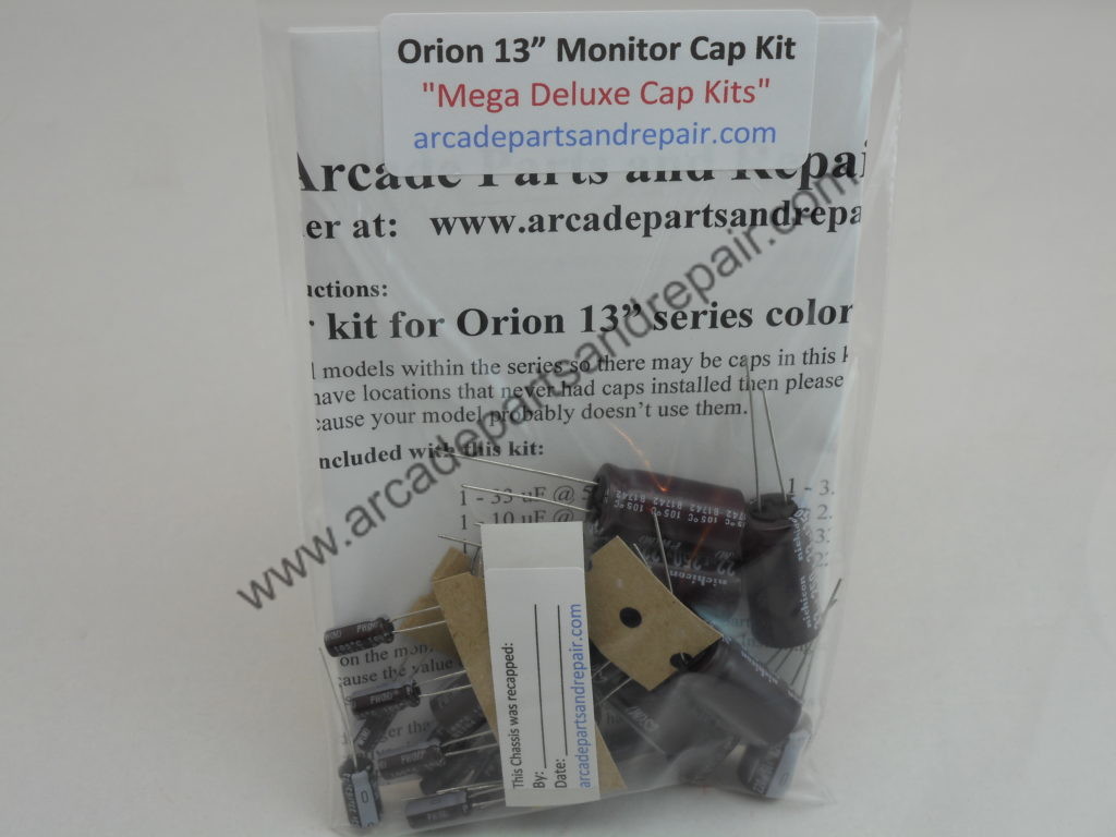 Orion 13" Monitor Cap Kit 105C Nichicon - Arcade Parts and Repair