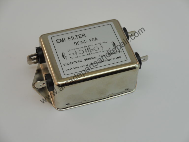 10 AMP EMI Filter W/ .250 Spade Terminals (CS1015) - Arcade Parts and ...